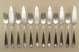 WMF 500 Perlrand versilbert 90 Fischbesteck 6 Personen I/O